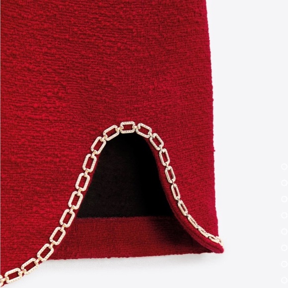 Zara | Dresses | Zara Red Chain Trim Asymmetric Mini Dress | Poshmark